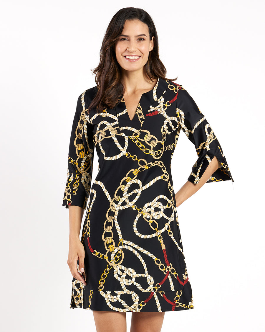 Megan Tunic Dress Jude Cloth in Ribbons and Chains Black| Jude Connally