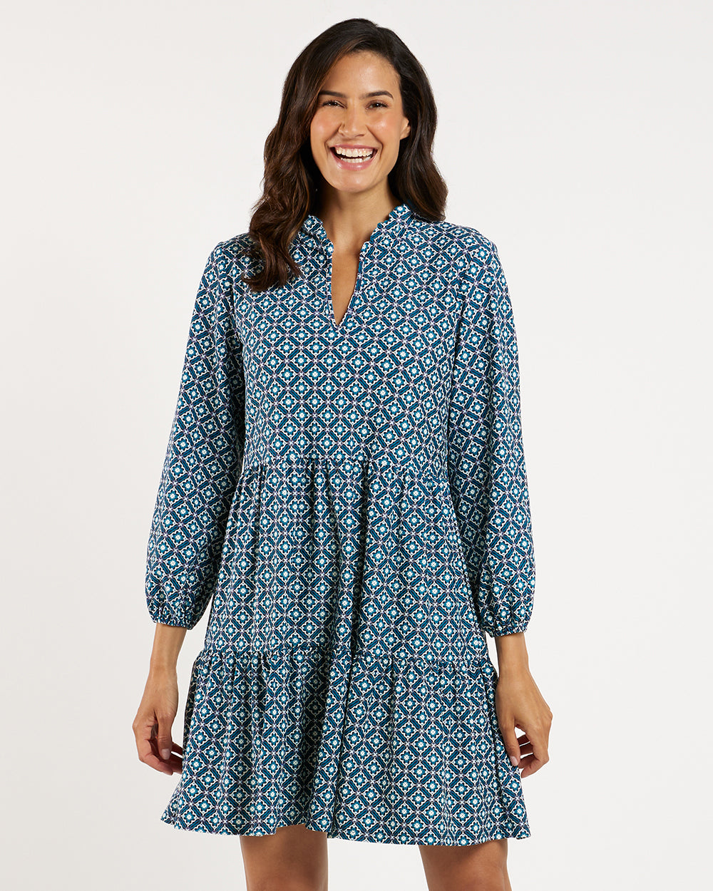 Dolly Dress Jude Cloth in Floral Mosaic Navy| Jude Connally