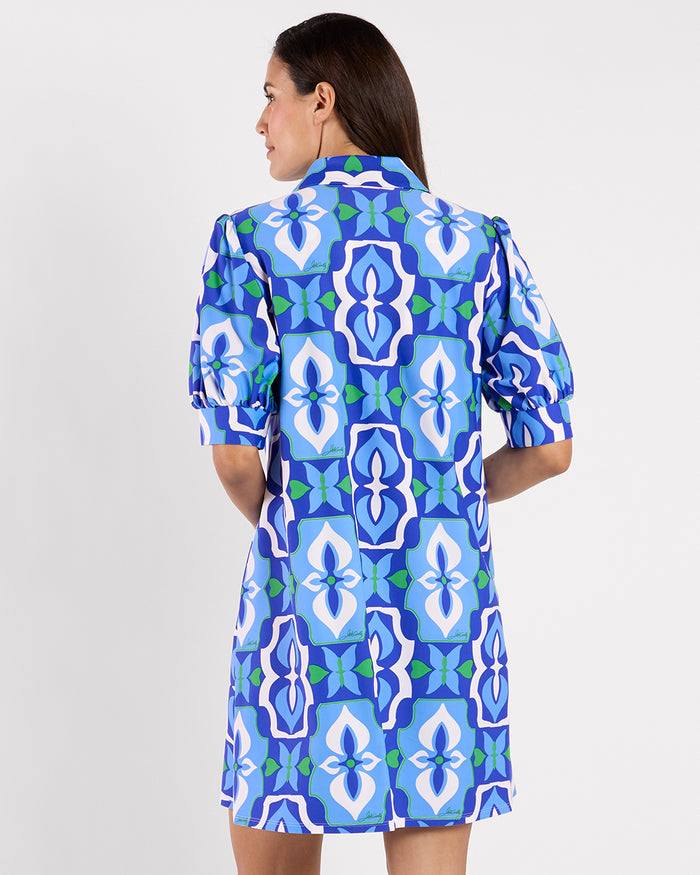 Emerson Dress Jude Cloth in Butterfly Tile Cobalt| Jude Connally