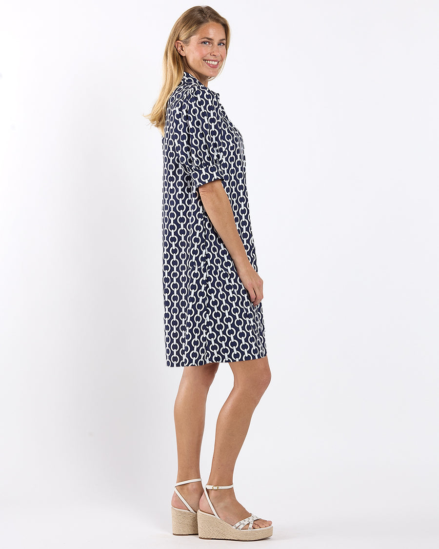 Emerson Dress Jude Cloth in Chains Navy | Jude Connally