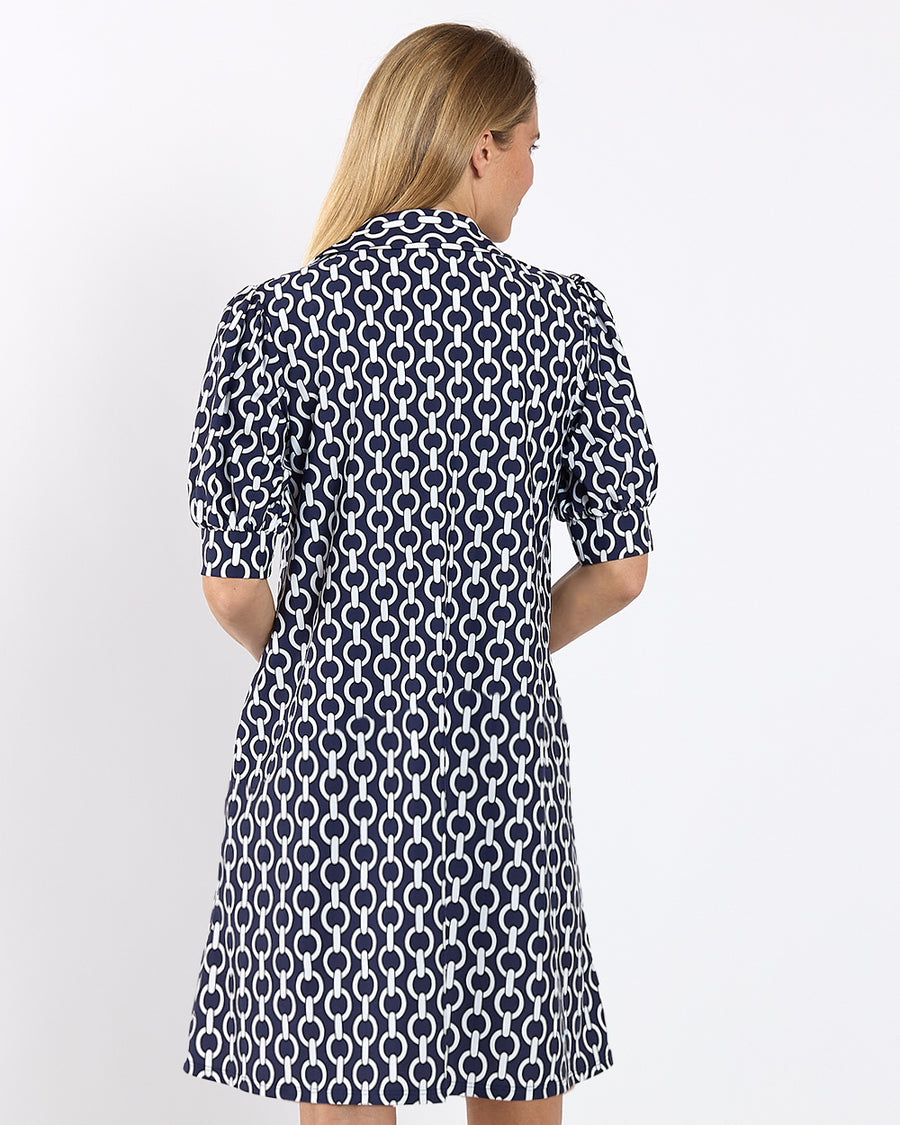 Emerson Dress Jude Cloth in Chains Navy | Jude Connally