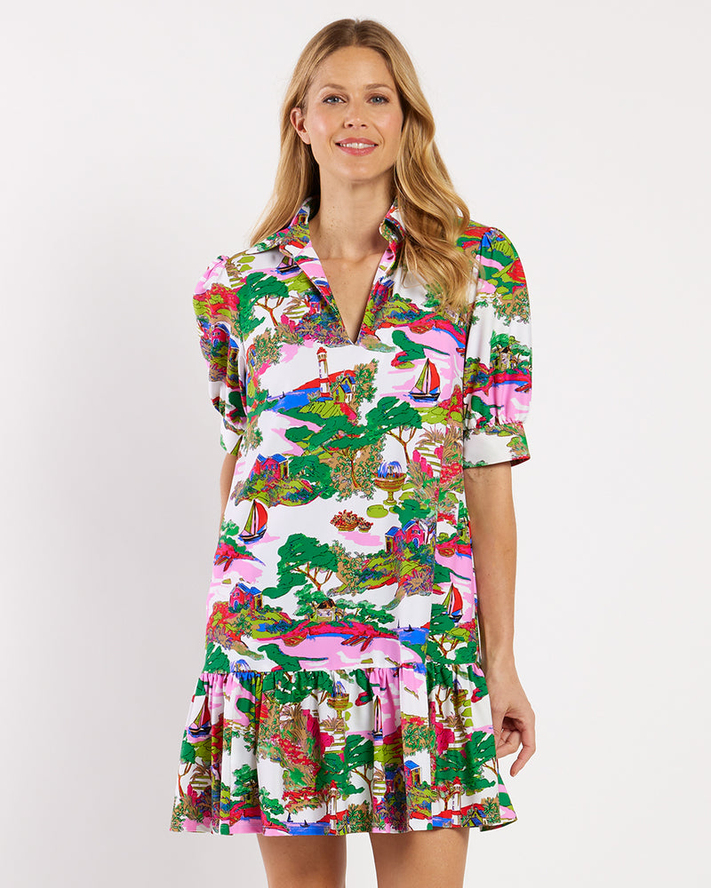 Tierney Dress Jude Cloth in Seaside Escape White| Jude Connally