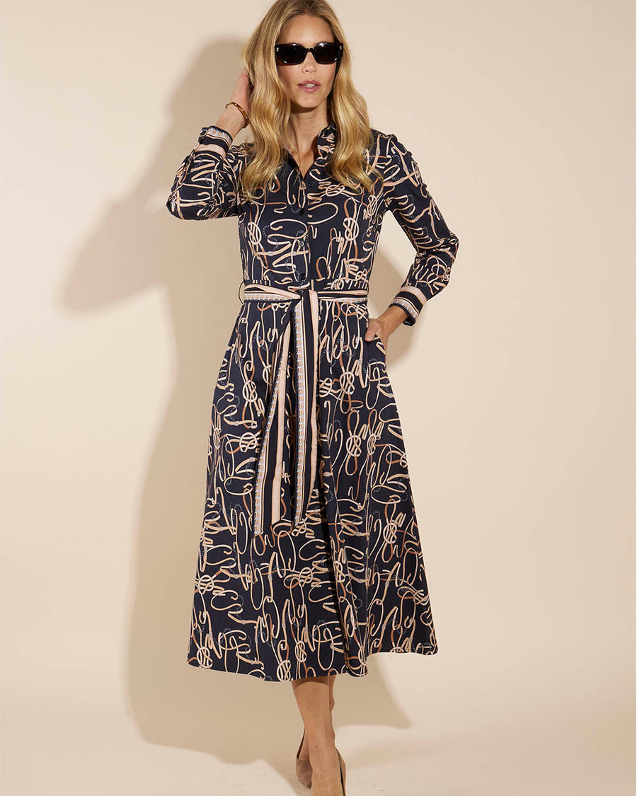 Kitty Stretch Poplin in Belt Border Black| Jude Connally