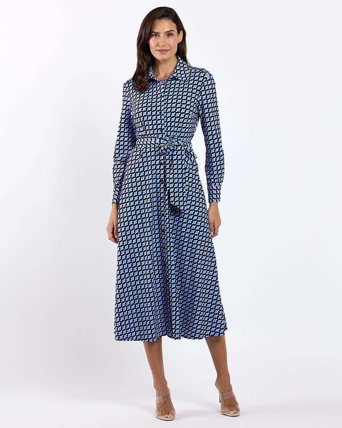 Kitty Dress Jude Cloth in Square Dot Navy| Jude Connally
