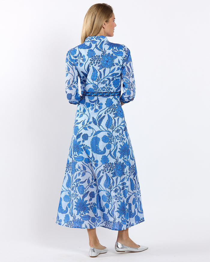 Minna Dress Cotton Voile in Flora Blockprint Peri| Jude Connally