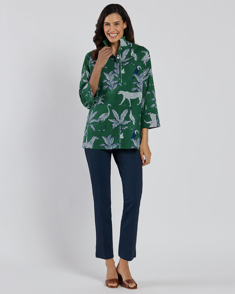 Cricket Top Cotton Voile in Safari Green| Jude Connally