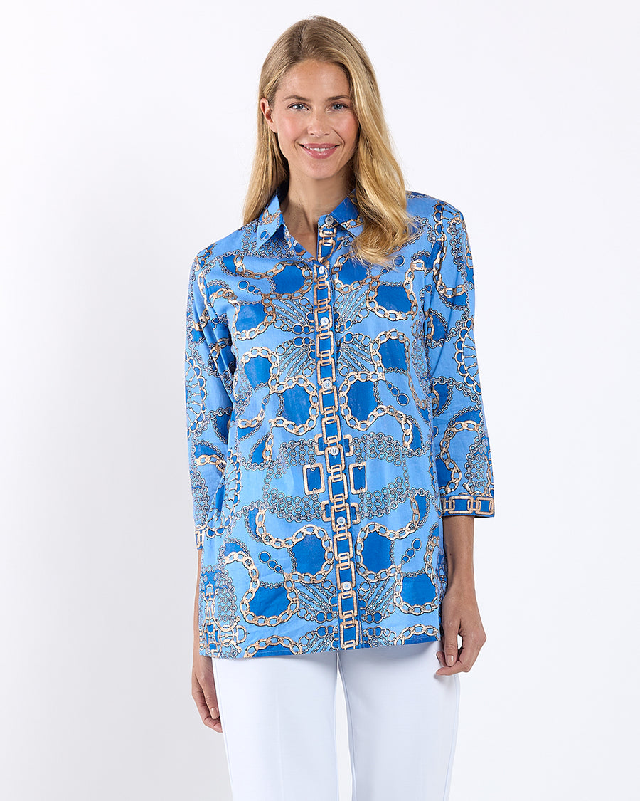 Sharon Dress Cotton Voile in Heritage Chains Peri Gold| Jude Connally